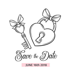 Wedding key and lock Royalty Free Vector Image