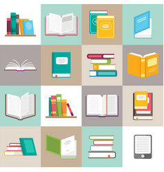 Bookstore subjects flat icons and characters Vector Image