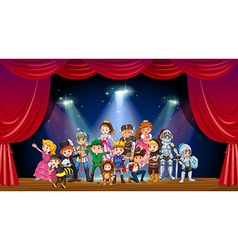 Children wearing costume on stage Royalty Free Vector Image