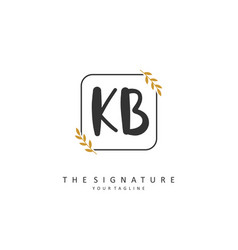 K b kb initial letter handwriting and signature Vector Image
