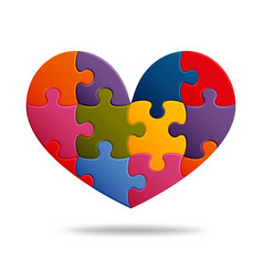 Color pieces puzzle of romantic love heart Vector Image