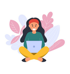 People communicate over internet using computer Vector Image