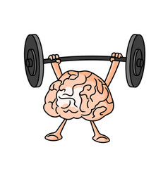 Cartoon brain doing exercise Royalty Free Vector Image