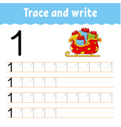 Trace and write numbers handwriting practice Vector Image