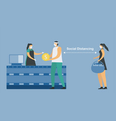 Social distancing in supermarket keep distance Vector Image