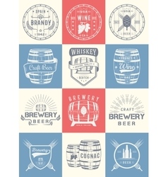 Set wooden casks badges and cooperage logo Vector Image