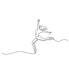 Woman stretching legs fitness one line draw Vector Image