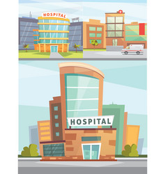 Hospital building cartoon modern Royalty Free Vector Image