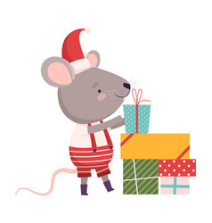Cute rat cartoon hug character white Royalty Free Vector