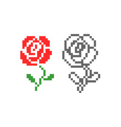 Pixel rose flower for cross stitch pattern Vector Image