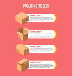 Packing process banner with paper boxes Royalty Free Vector