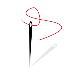 Realistic detailed 3d needle and red thread Vector Image