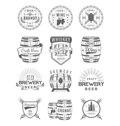 Set wooden casks badges and cooperage logo Vector Image