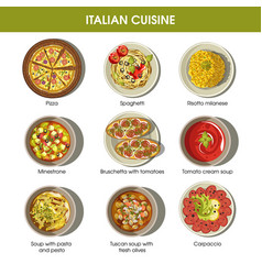 Italian cuisine flat colorful poster with Vector Image