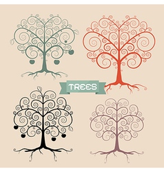 Vintage Trees Set Royalty Free Vector Image - VectorStock