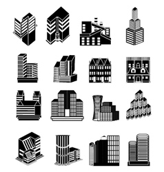 Ancient chinese architecture buildings icons set Vector Image