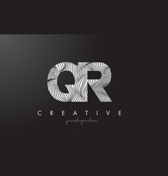 Qr q r letter logo with zebra lines texture Vector Image
