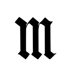 Letter m in gothic style alphabet symbol Vector Image