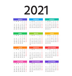 2021 spanish calendar template layout year Vector Image