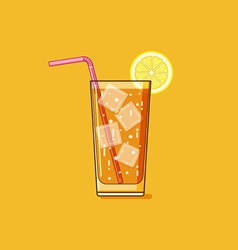 Ice tea glass logo cold iced tea on black Vector Image