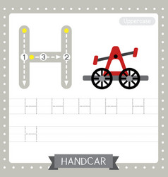 Letter h uppercase tracing practice worksheet Vector Image