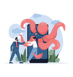 Family with technology addiction Royalty Free Vector Image