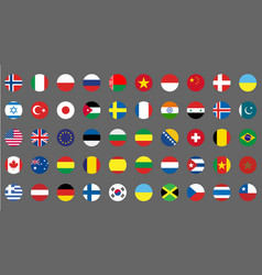 Flags icons simple round flags of the countries Vector Image
