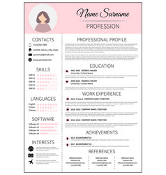 Resume template for women modern cv layout with Vector Image