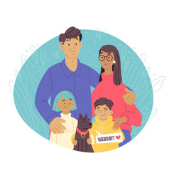 Happy big family portrait flat wife Royalty Free Vector