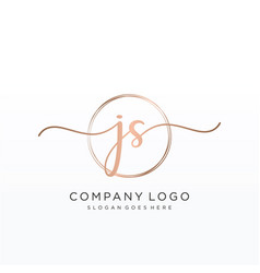 Js initial handwriting logo with circle template Vector Image