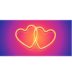 Two neon style valentines day hearts on Royalty Free Vector