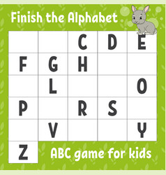 Finish the alphabet abc game for kids education Vector Image