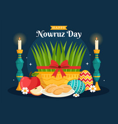 Happy nowruz day or iranian new year with grass Vector Image