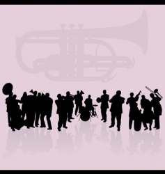 Marching brass band black silhouette Royalty Free Vector