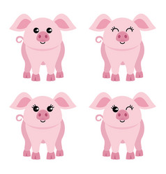 Cute pig number four character Royalty Free Vector Image