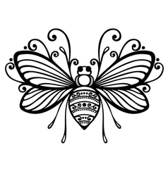 Bee with patterns black white ornaments Royalty Free Vector