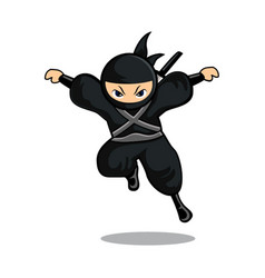 Cartoon black ninja ready to use sword as weapon Vector Image