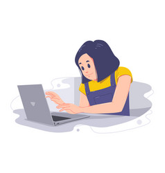 Smart little girl using her laptop Royalty Free Vector Image