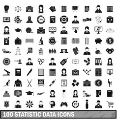 100 data visualization icons set simple style Vector Image