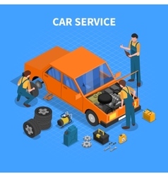 Car service work process isometric Royalty Free Vector Image
