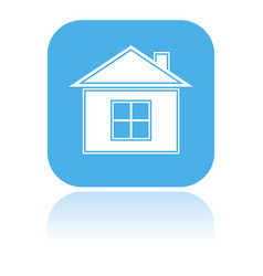 Home icon white silhouette on blue square Vector Image