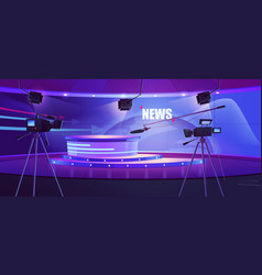 News room realistic studio for recording tv Vector Image