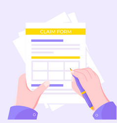 Claim form paper sheets isolated on gray Vector Image