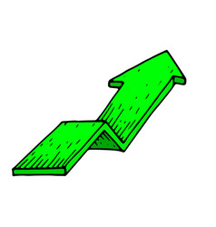 Arrow green up icon hand drawn sketch Royalty Free Vector