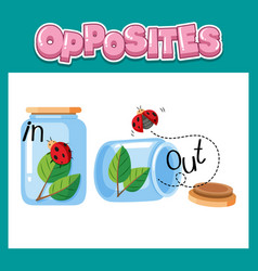 Opposite adjectives with in and out Royalty Free Vector