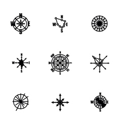 Compass icon set wind rose icons vintage Vector Image