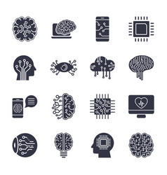 Set ai iot and machine learning line icons Vector Image