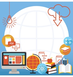 School online e-learning objects background Vector Image