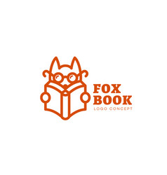Cute little fox in glasses reading book Royalty Free Vector