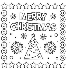 Merry christmas coloring page black and white Vector Image